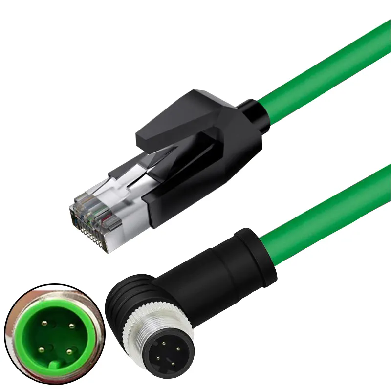 M12 Angle Head to RJ45 Industrial Ethernet Cable Waterproof - Hentek