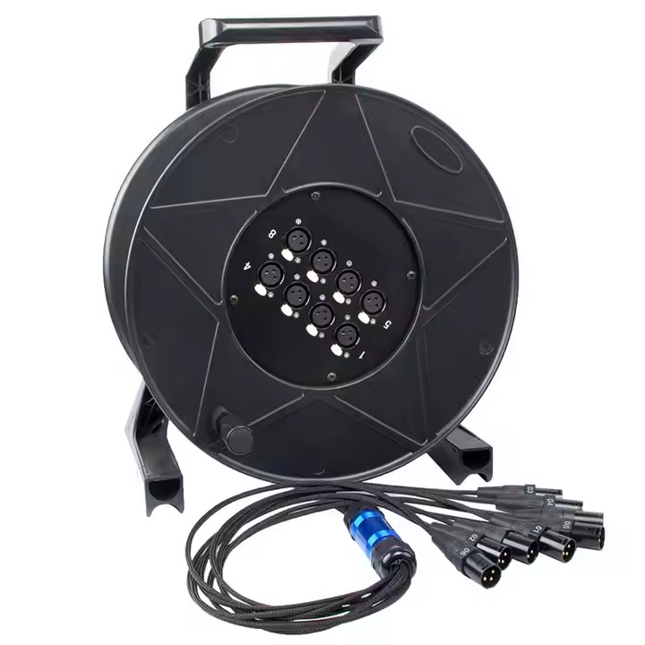 4/8 channel multicore XLR audio snake cable with cable drum - Hentek