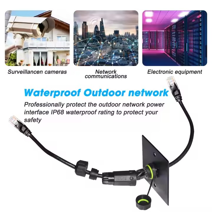 Ethernet Panel Mount Cable connector Waterproof CAT.6 UTP Cable ...