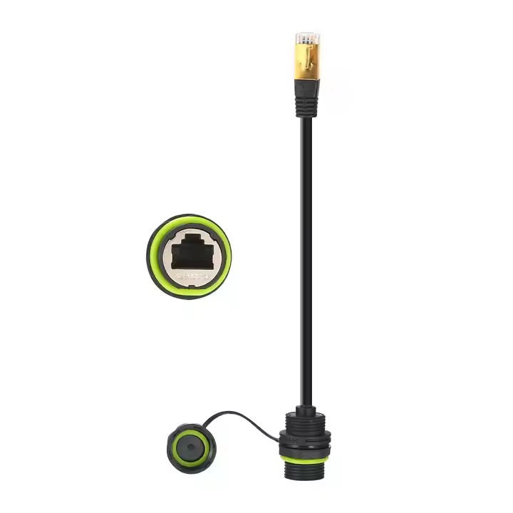 Ethernet Panel Mount Cable connector Waterproof CAT.6A STP Cable ...