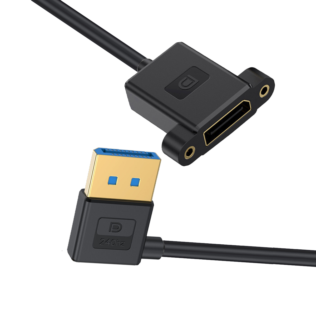 Displayport Female with Locking Screw to Angled Dispayment – Hentek